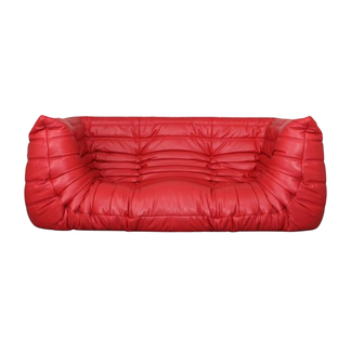 Togo Sofa with Armrests - Red Leather – Homio Decor