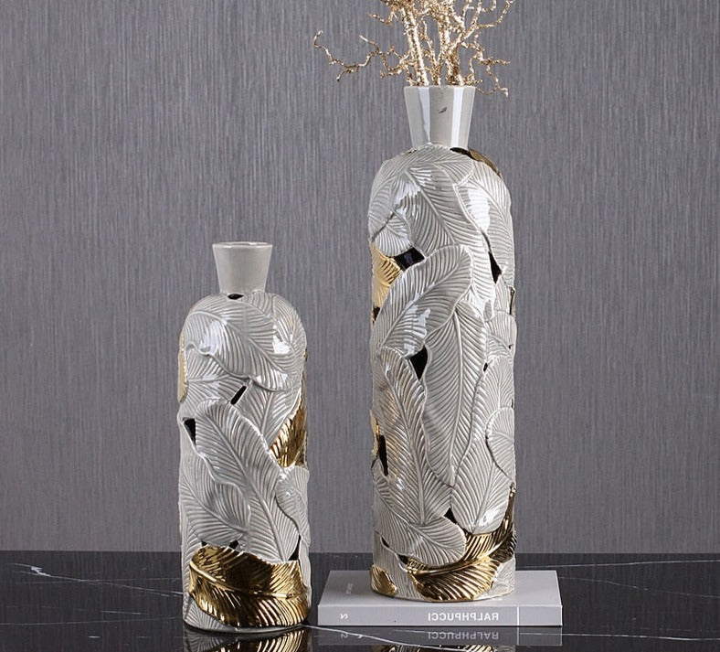 Luxury Ceramic Gold Leaf Vase – Homio Decor