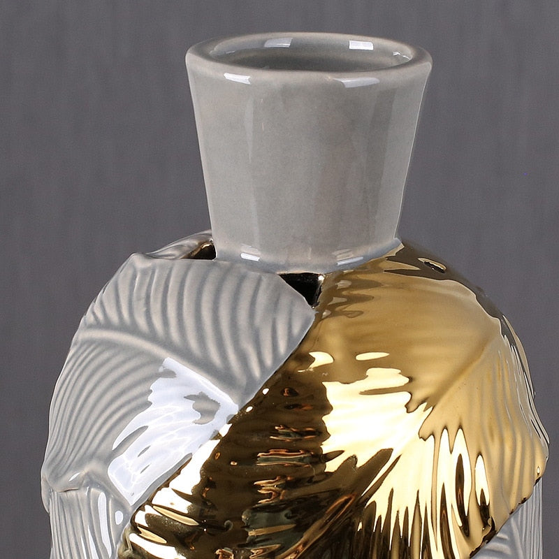 Luxury Ceramic Gold Leaf Vase – Homio Decor