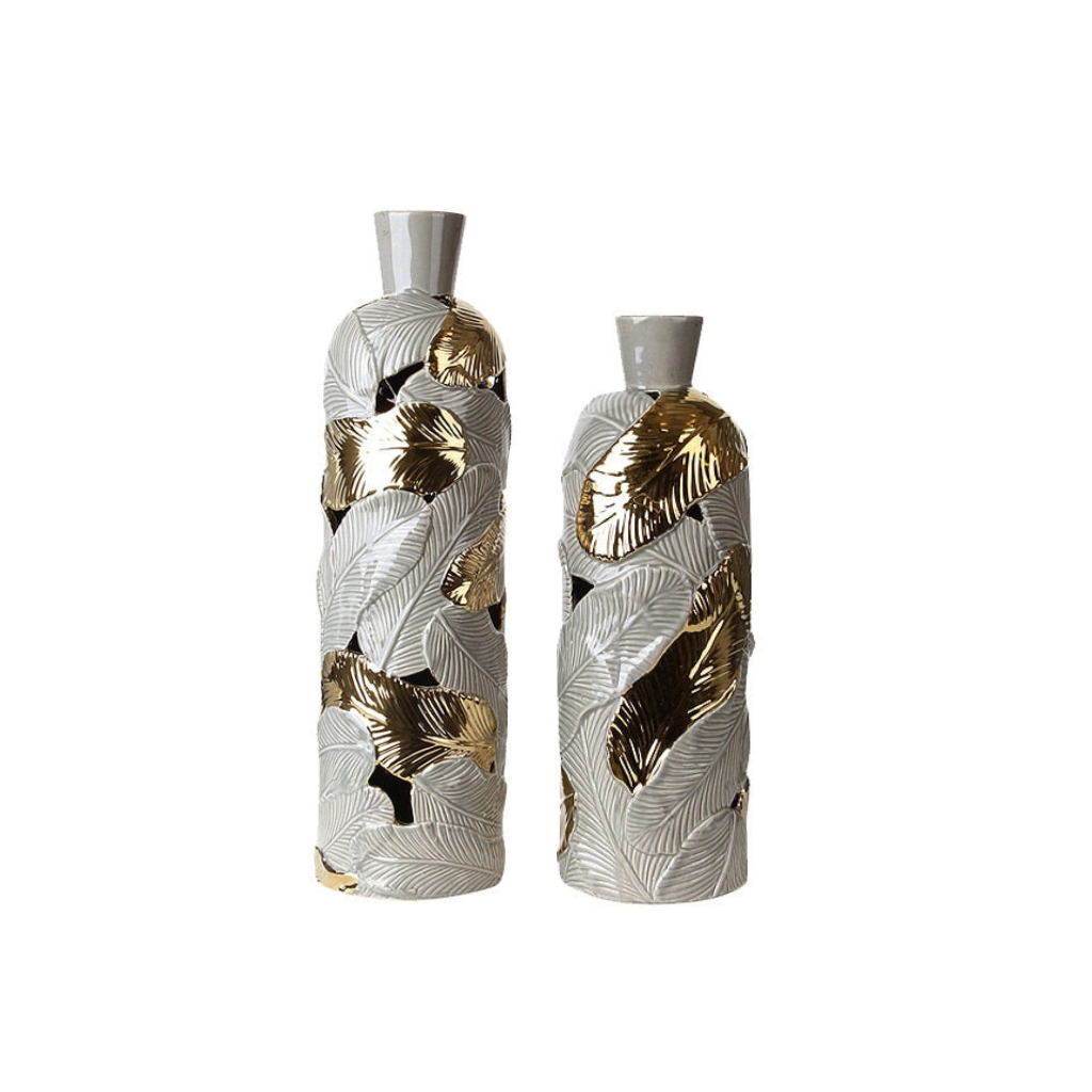 Luxury Ceramic Gold Leaf Vase – Homio Decor