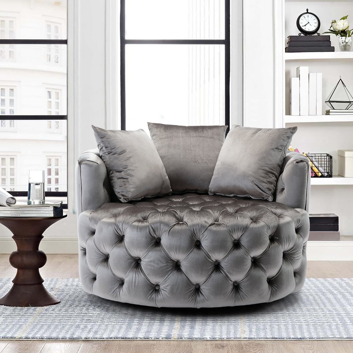 Luxury Button Tufted Round Leisure Chair – Homio Decor