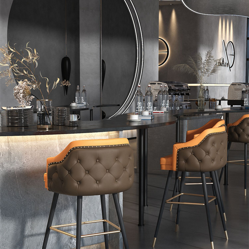 Luxury Button Tufted Leather Bar Stool – Homio Decor